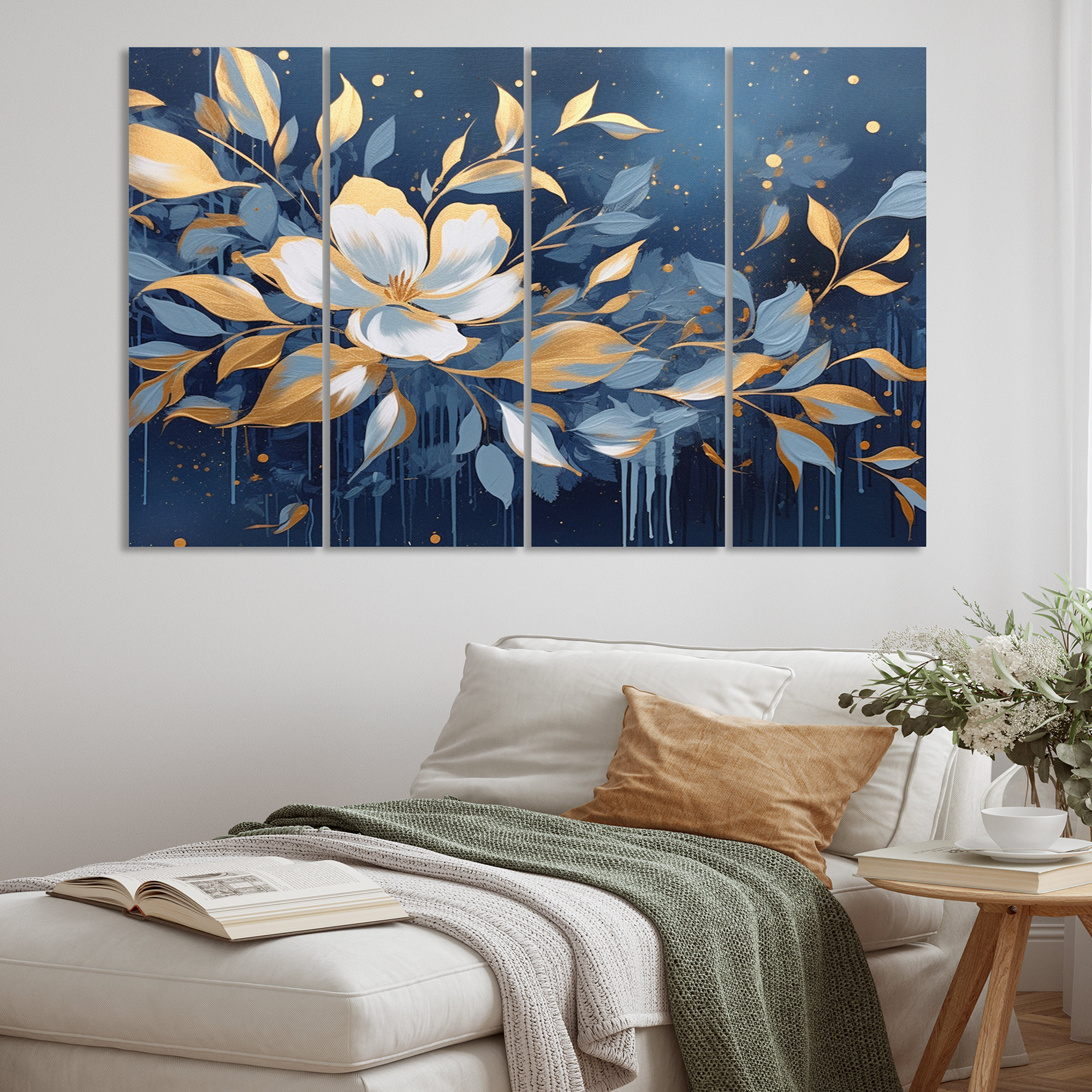 Design Art Multicolor Lilac Blooms - Floral Wall Art Print - 4 Panels | Wayfair